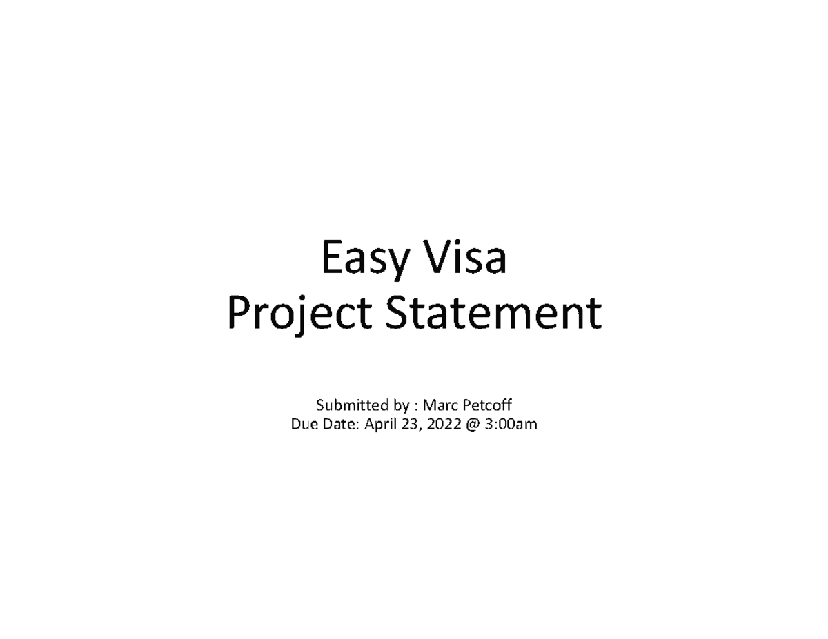 671209342 Easy Visa Project Analysis & Recommendations - Studocu