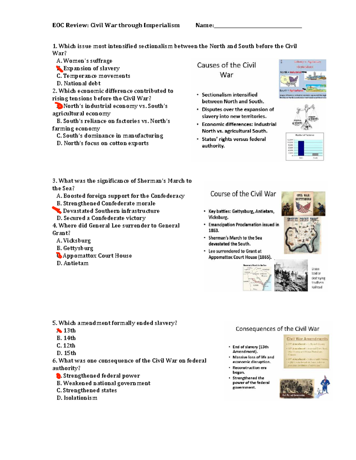 EOC Review: Civil War through Imperialism Guided Notes MCQs - Studocu