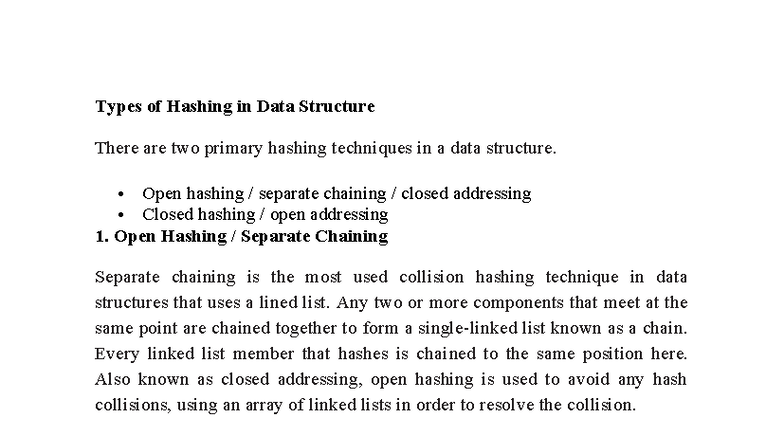 Data Structures (CS101): Collision Resolution Techniques in Hashing - Studocu