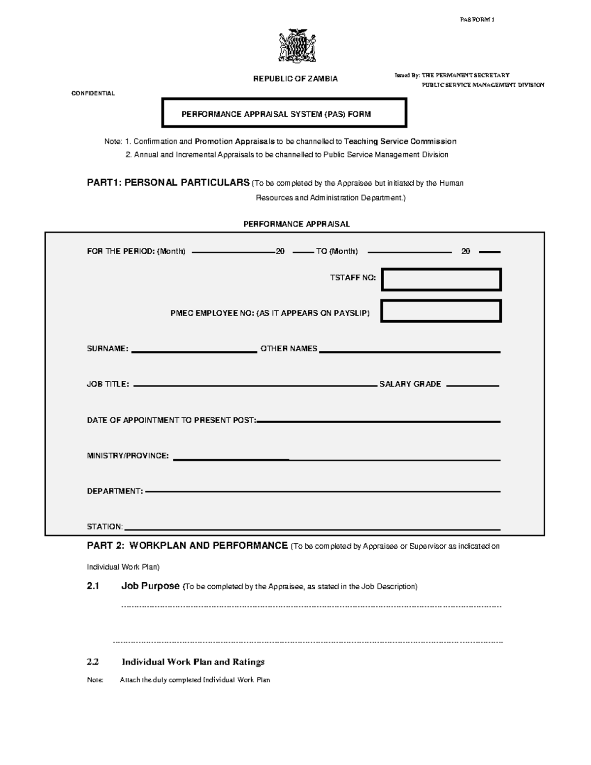 APAS Form I: Performance Appraisal for PMEC Employees - Studocu
