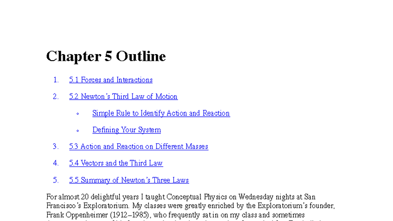 Physics Chapter 5: Forces, Interactions, and Newton's Laws - Studocu