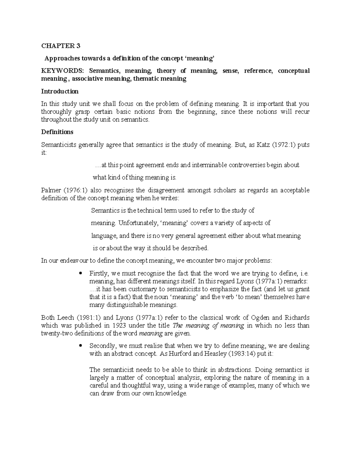 CHAPTER 3: Defining Meaning in Semantics - Hist 20 Notes - Studocu