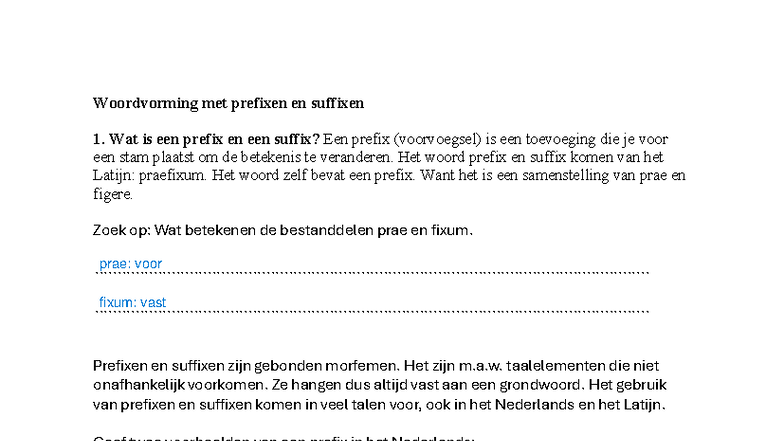 Woordvorming met Prefixen en Suffixen: Een Inleiding tot Morfologie ...