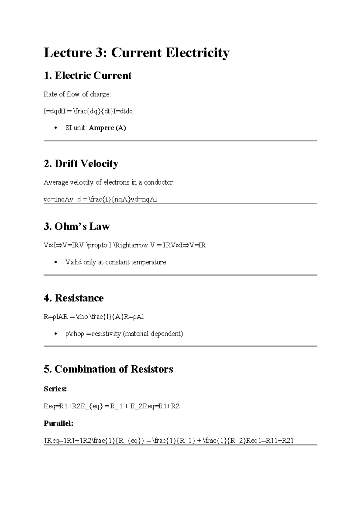 Lecture 3 13-01-26 - useful - Lecture 3: Current Electricity 1 ...