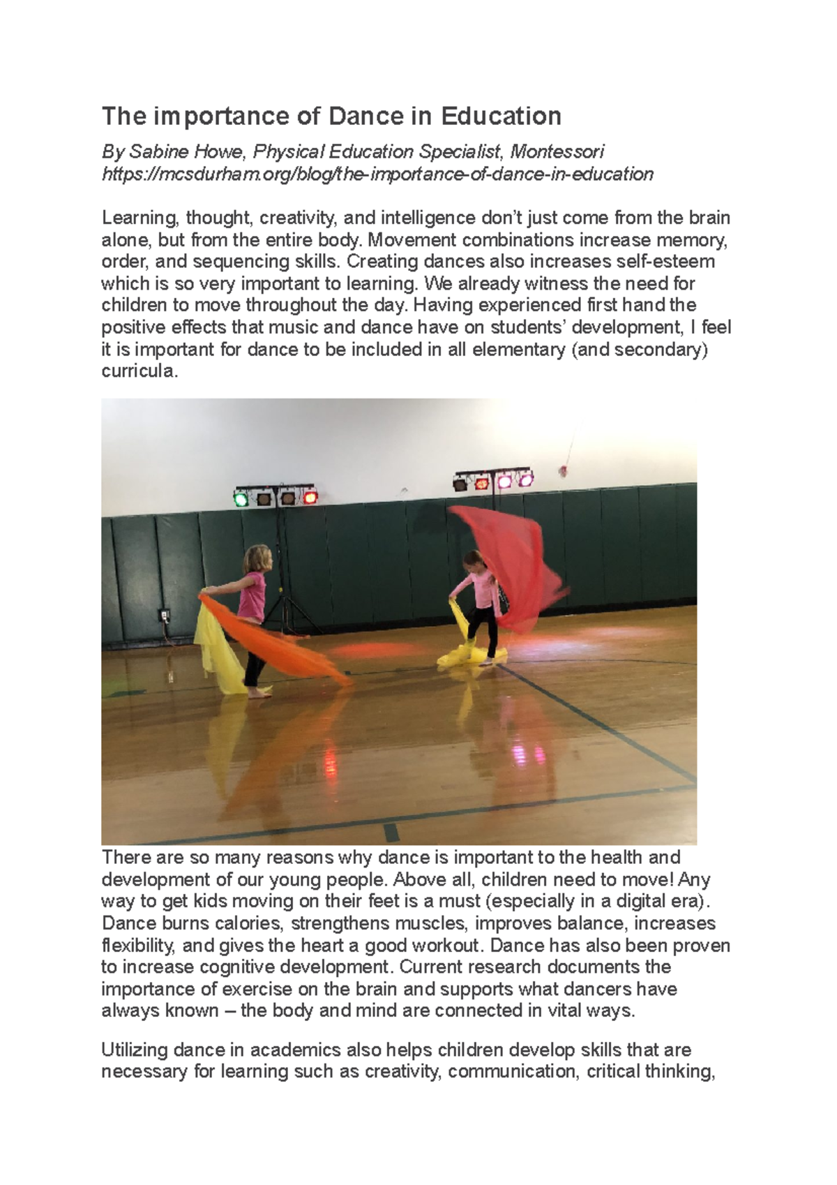 Dance in Education: Enhancing Learning Through Movement and Creativity ...