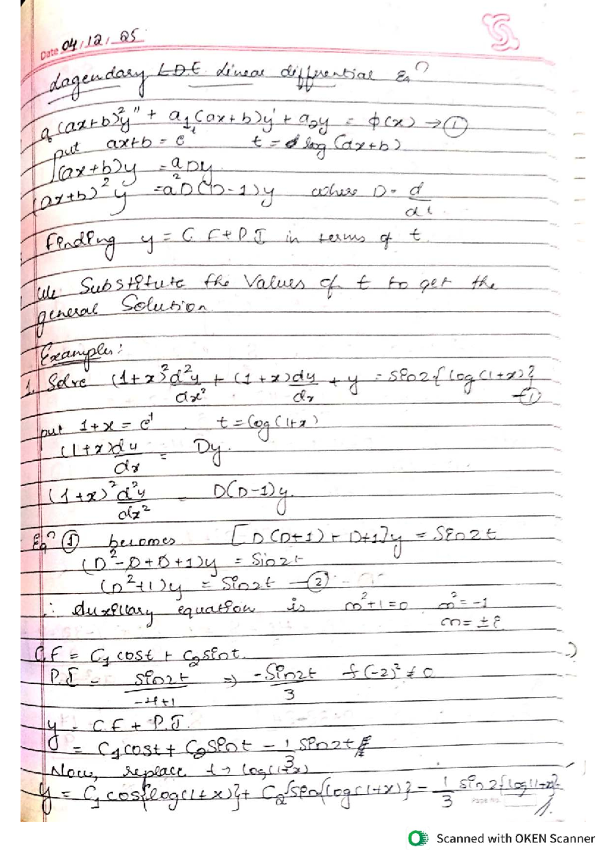 LDE Linear Differential Equations - Final Exam Notes - Studocu