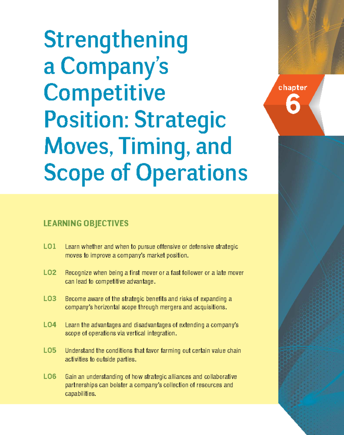 CH6 - Strengthening Competitive Position: Strategic Moves & Timing ...
