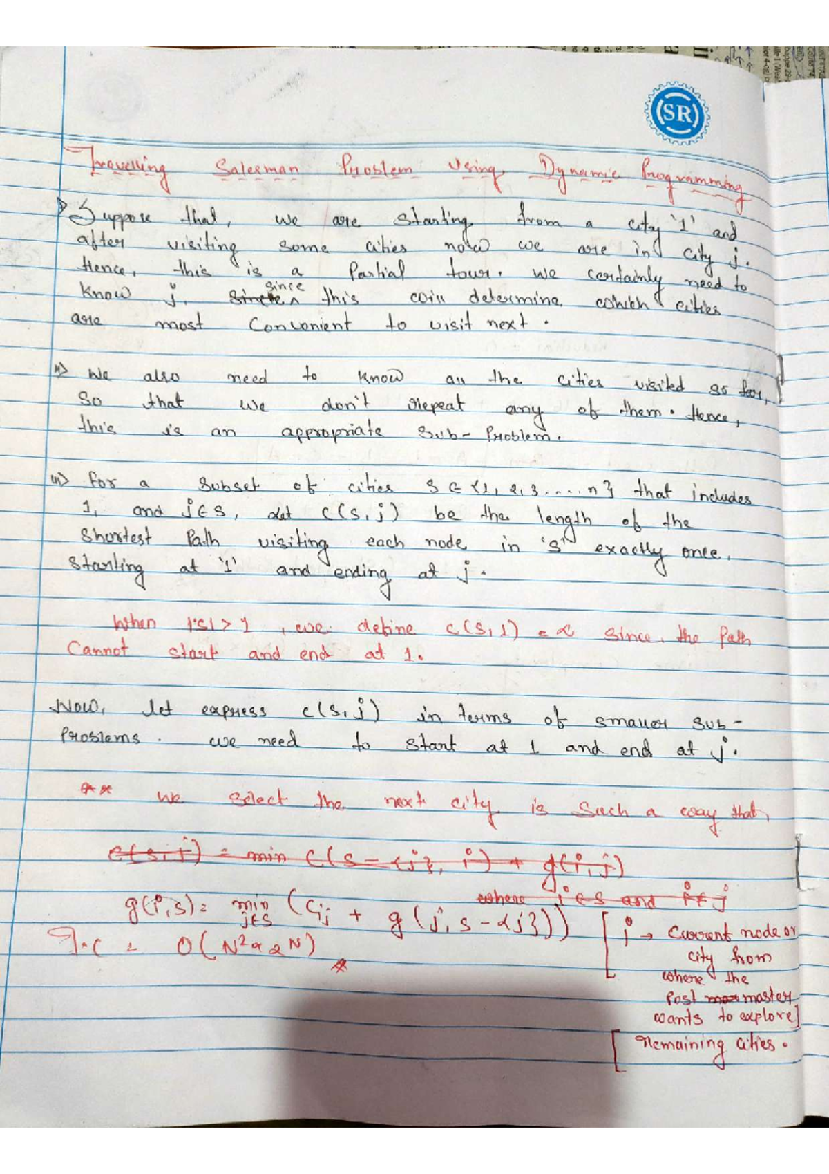 TSP (SR) Dynamic Programming Approach for Traveling Salesman Problem ...