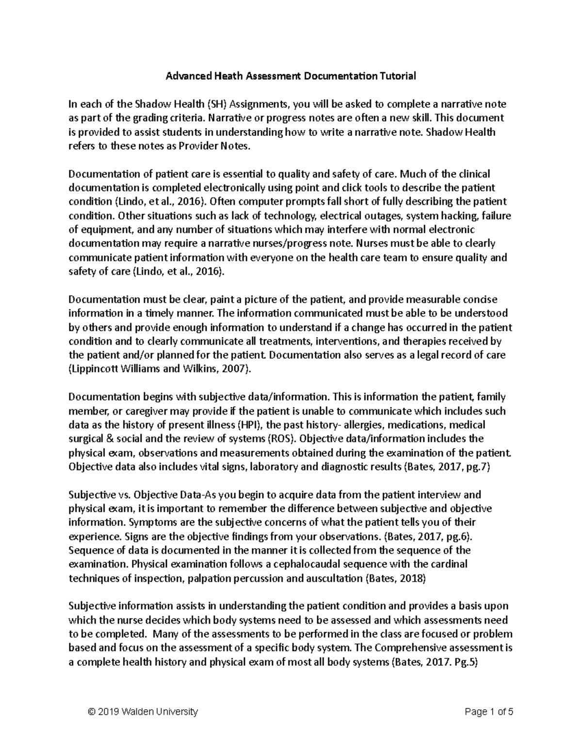 Advanced Health Assessment Documentation Guide for Nursing Students ...