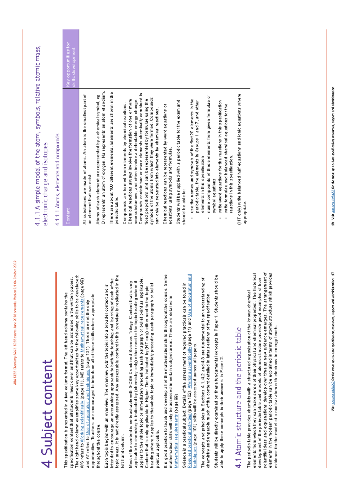 GCSE Chemistry Specification - 4 Subject content This specification is ...