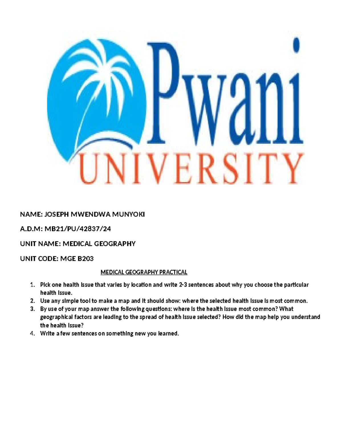 Medical GEO Practical: Cholera Mapping and Analysis (MGE B203) - Studocu