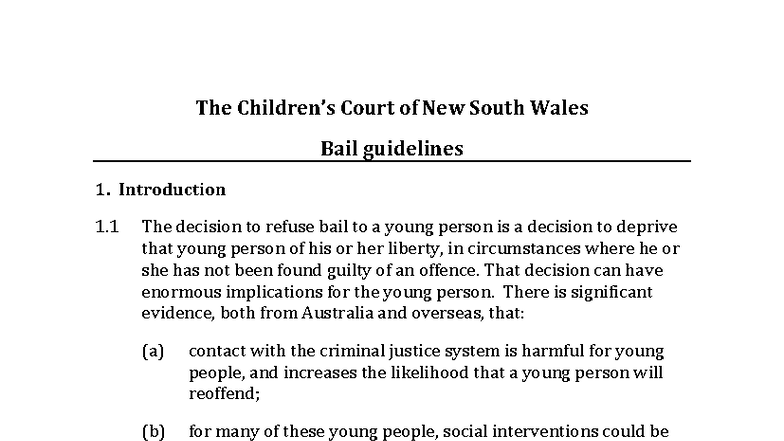 NSW Children's Court Bail Guidelines: Key Considerations and Principles ...
