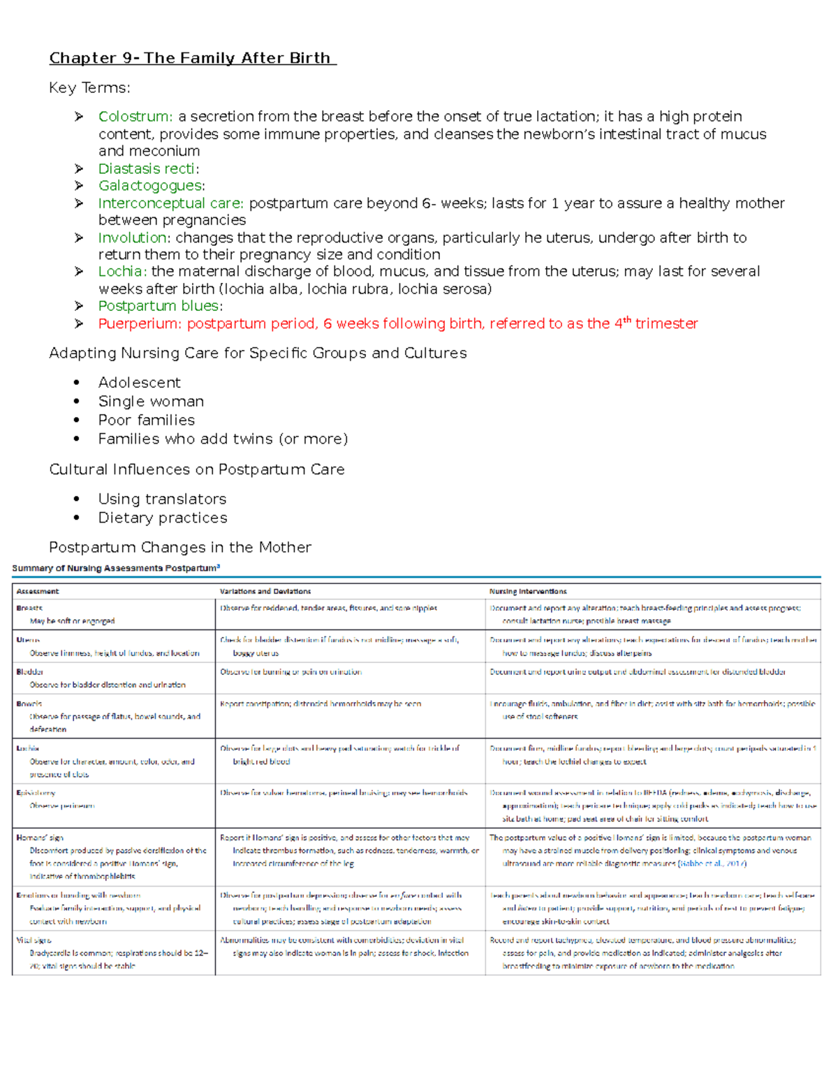 Chapter 9 Notes - Chapter 9- The Family After Birth Key Terms ...