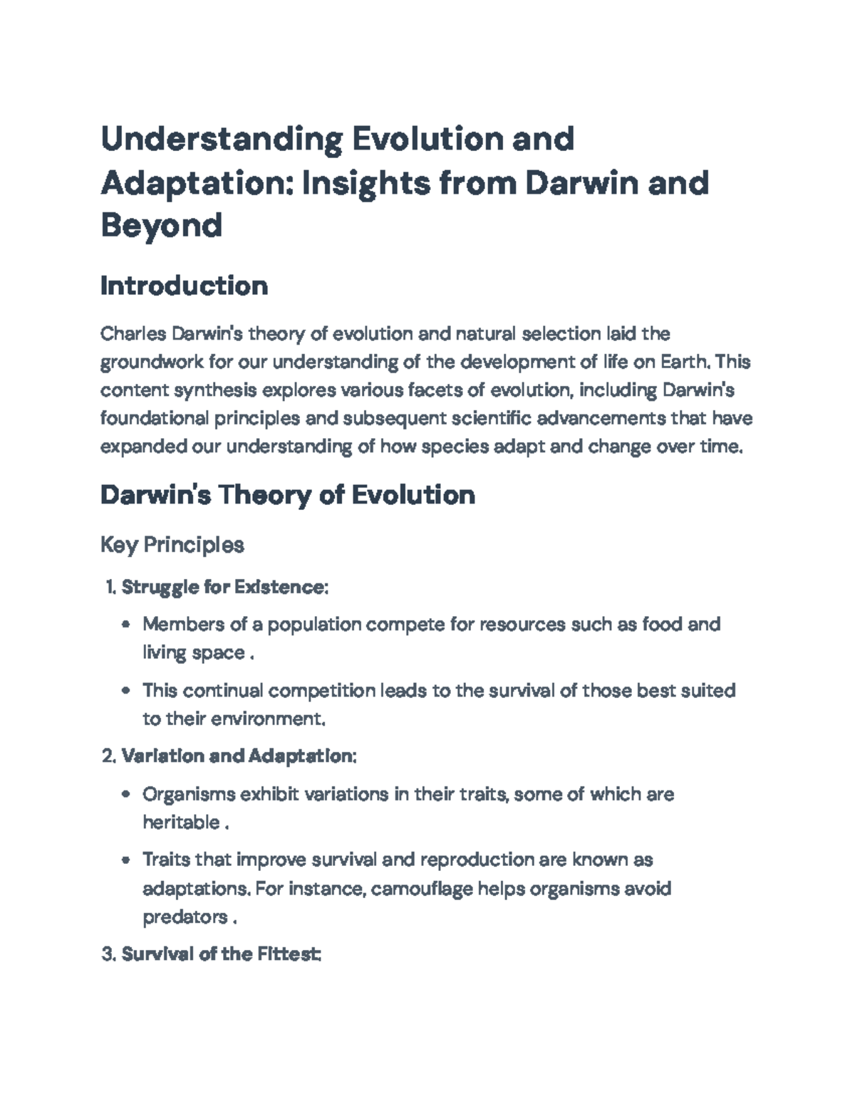 Understanding Evolution and Adaptation: Insights from Darwin's Theory ...