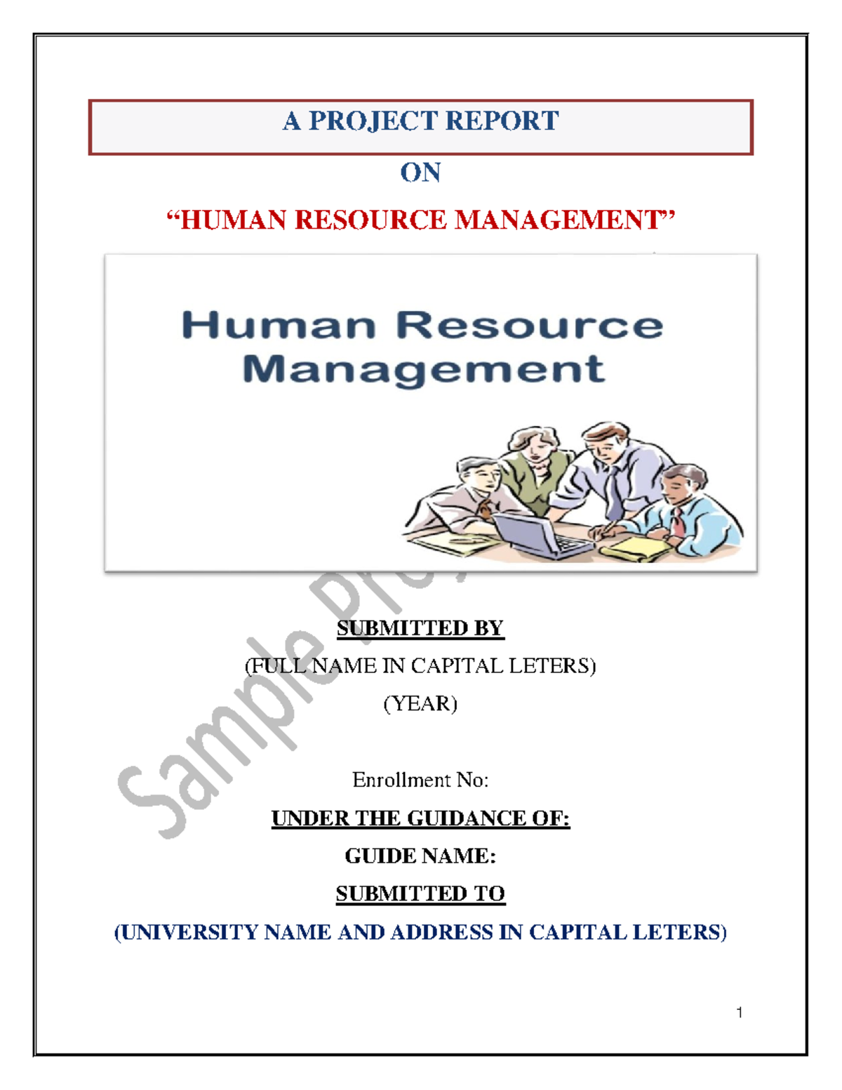 Human Resource Management Project Report - A PROJECT REPORT ON “HUMAN ...