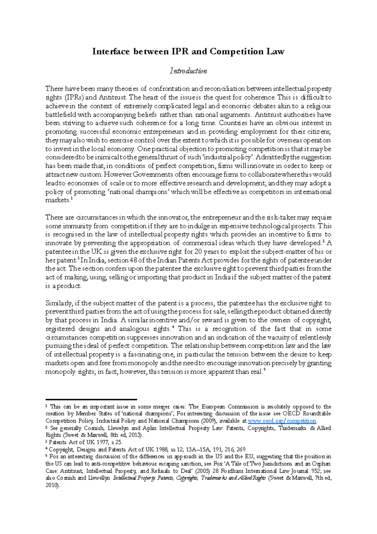 Interface Between IPR and Competition Law: A Comprehensive Analysis ...