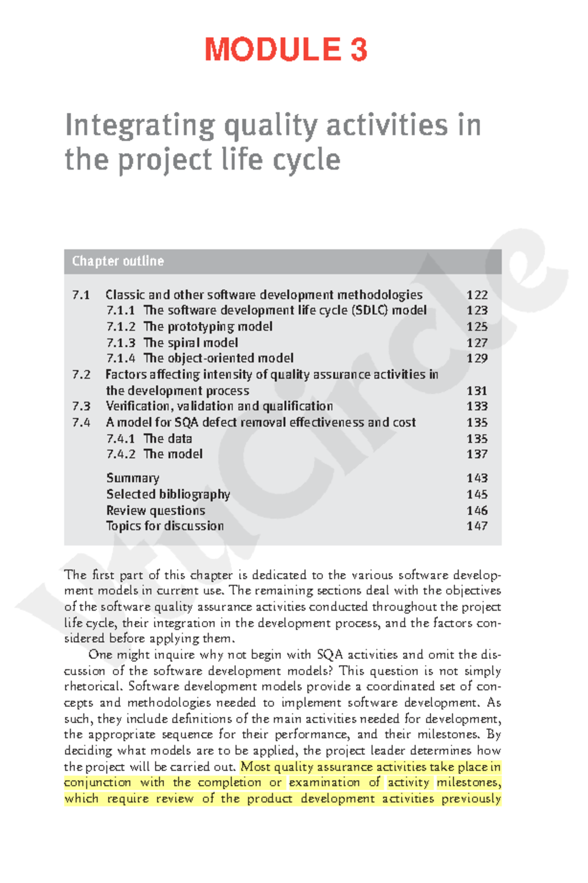 BIS714B Module 3: Integrating Quality Activities in the Project Life ...