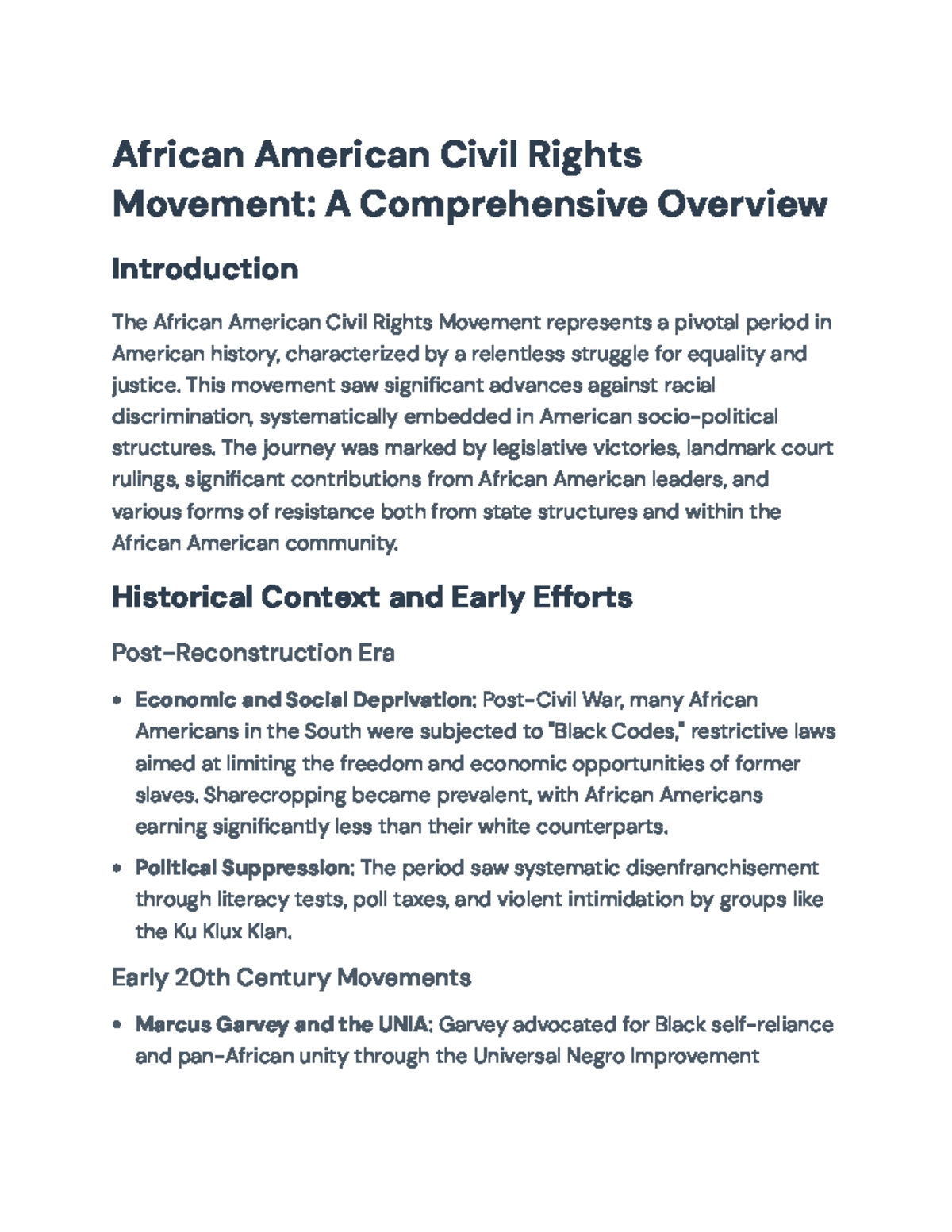 African American Civil Rights Movement: A Comprehensive Overview ...