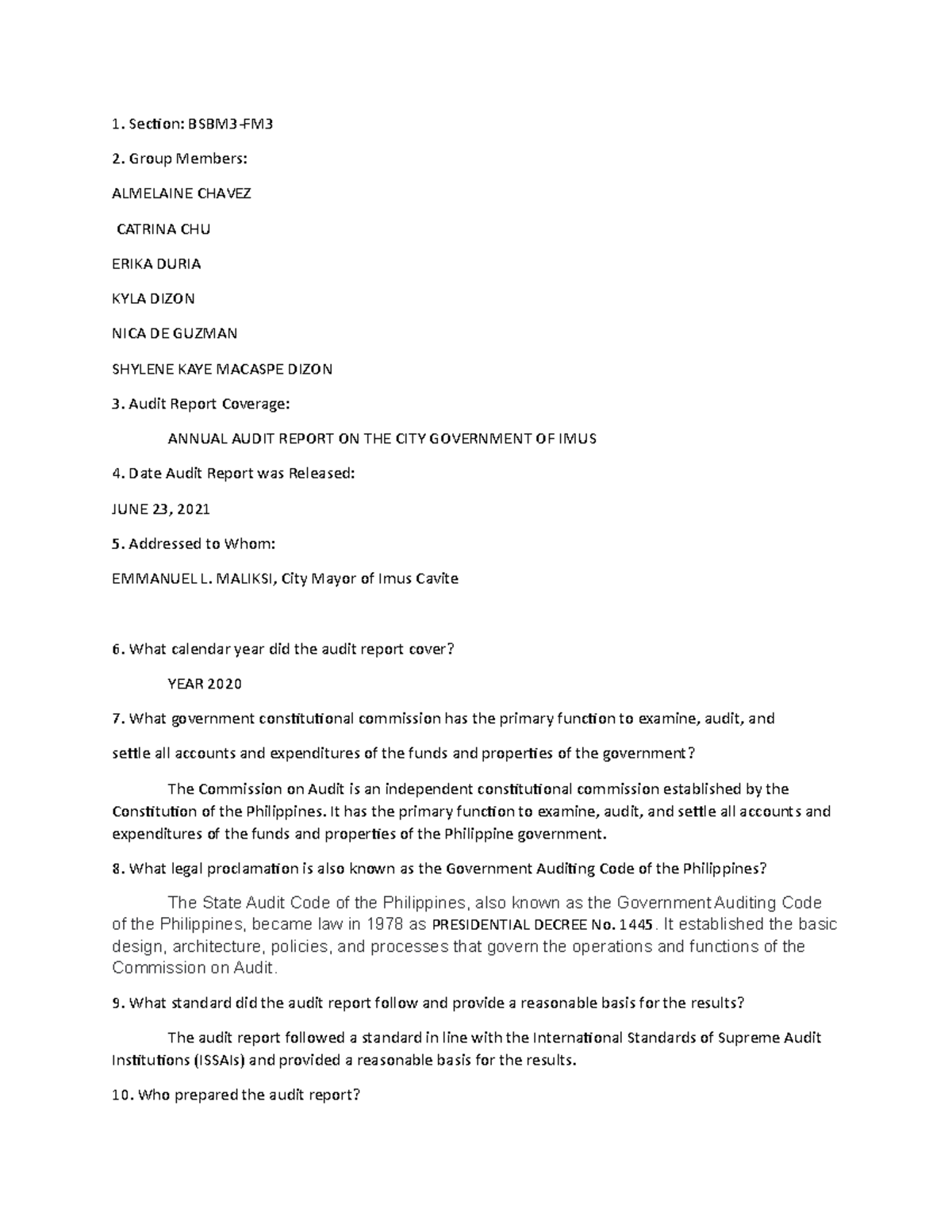 Finals - Section: BSBM3-FM Group Members: ALMELAINE CHAVEZ CATRINA CHU ...