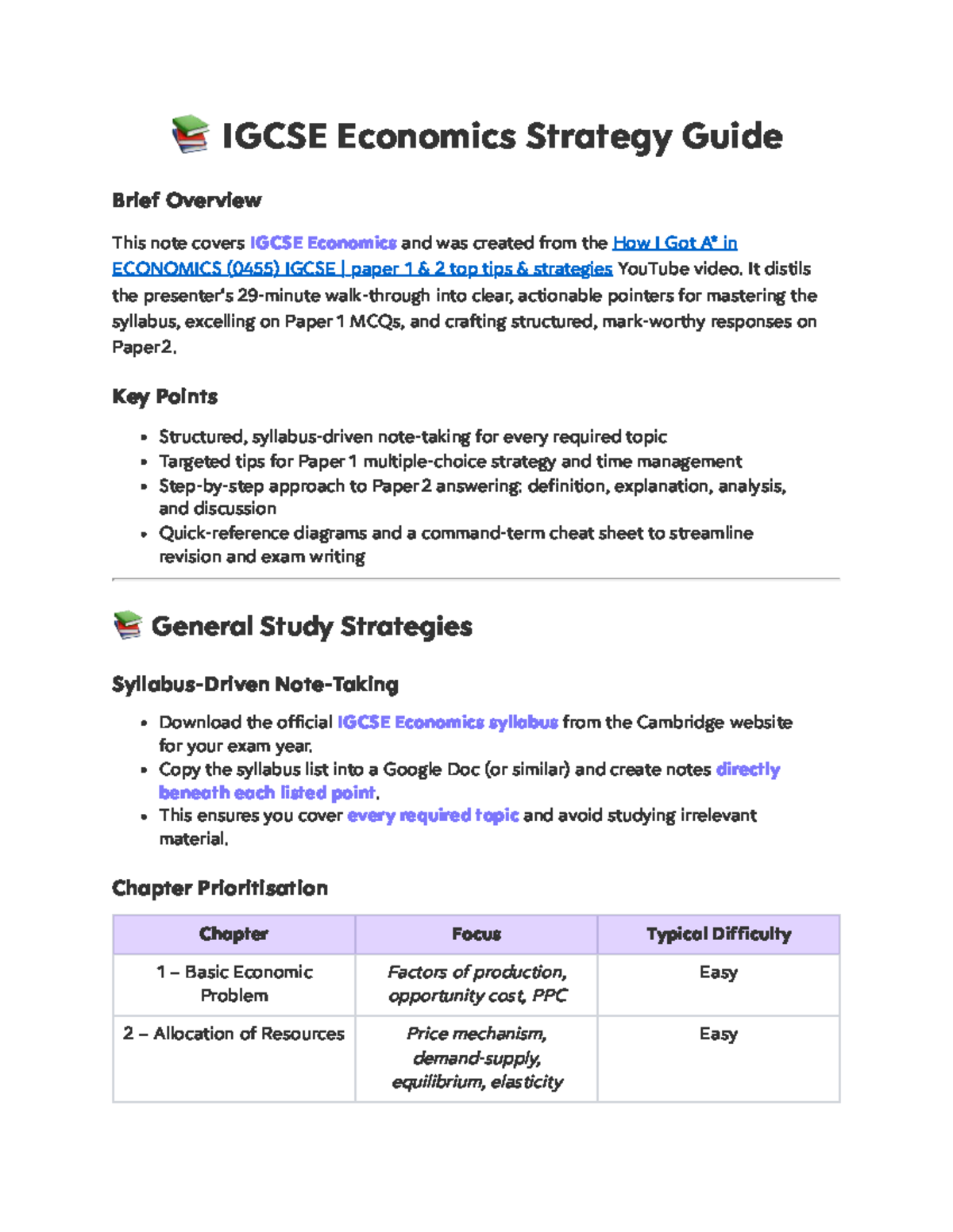 IGCSE Economics (0455) Paper 1 & 2 Top Tips & Strategies Guide - Studocu
