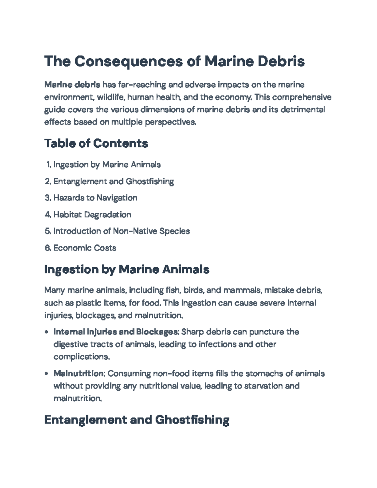 The Consequences of Marine Debris: Impact on Ecosystems and Economy ...