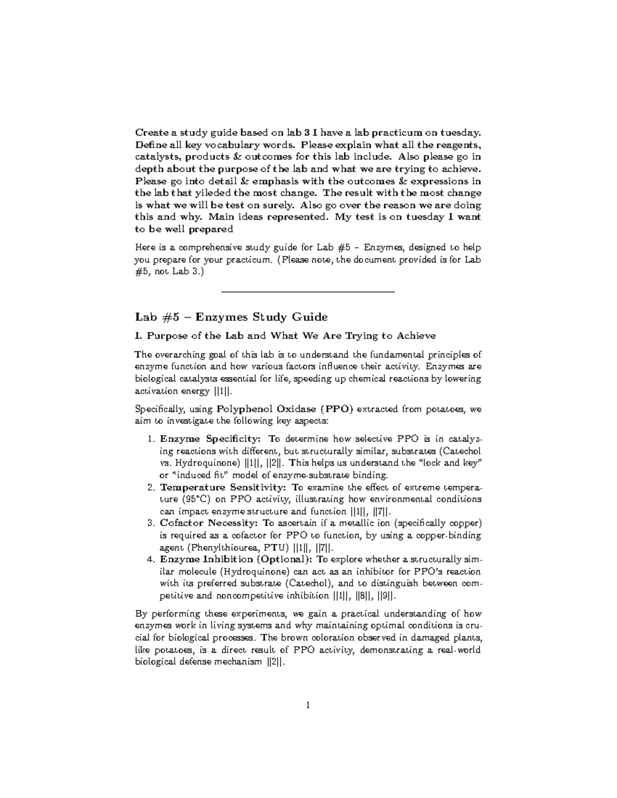 Lab 5 - Enzymes Study Guide for Practicum Preparation - Studocu