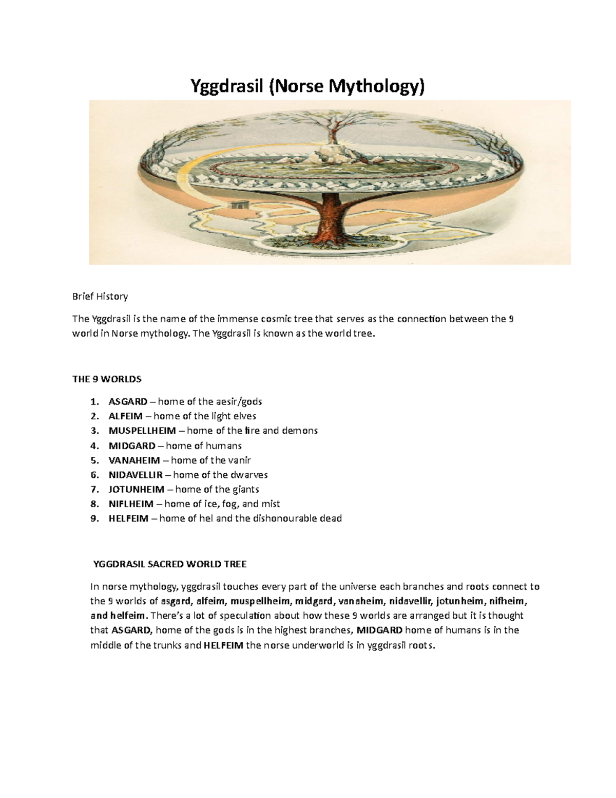 Norse Mythology: Yggdrasil and the Nine Worlds Overview - Studocu