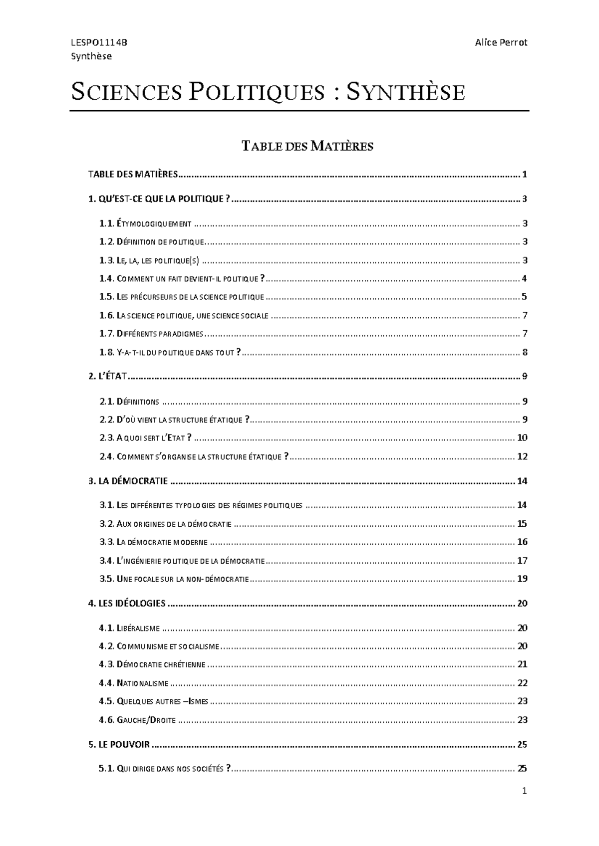 Méga résumé Sciences Po - Alice Perrot SCIENCES POLITIQUES : TABLE DES ...