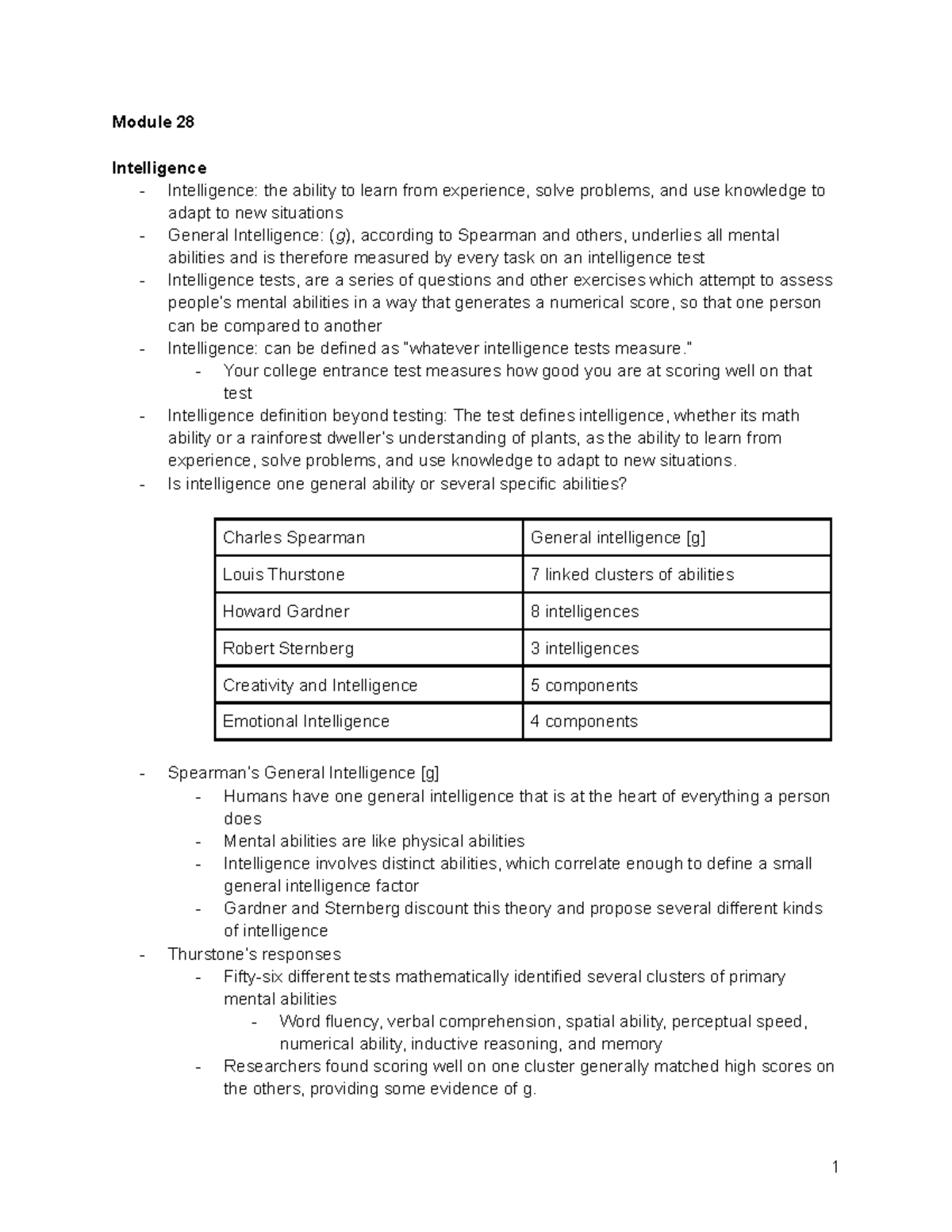 Psych Module 28: Exploring Theories of Intelligence and Abilities - Studocu