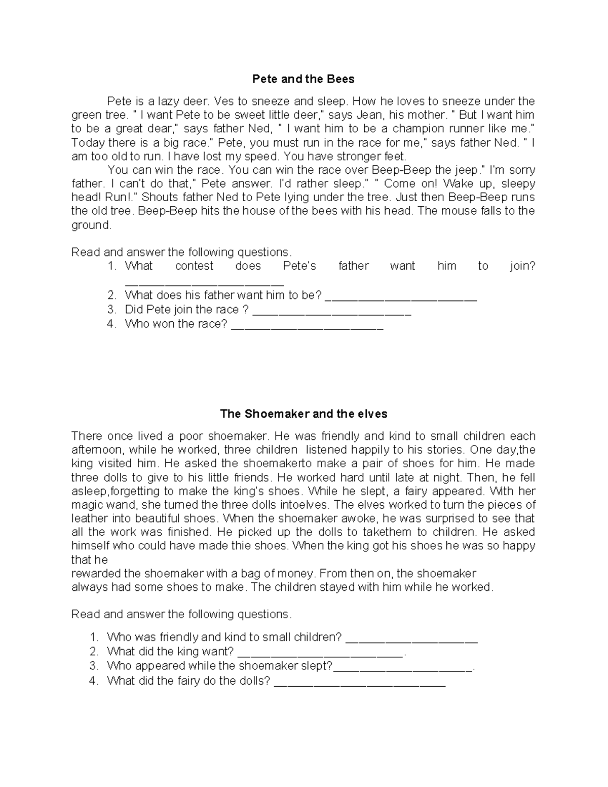 Reading Materials - Adventure Stories and Nature Facts - Studocu