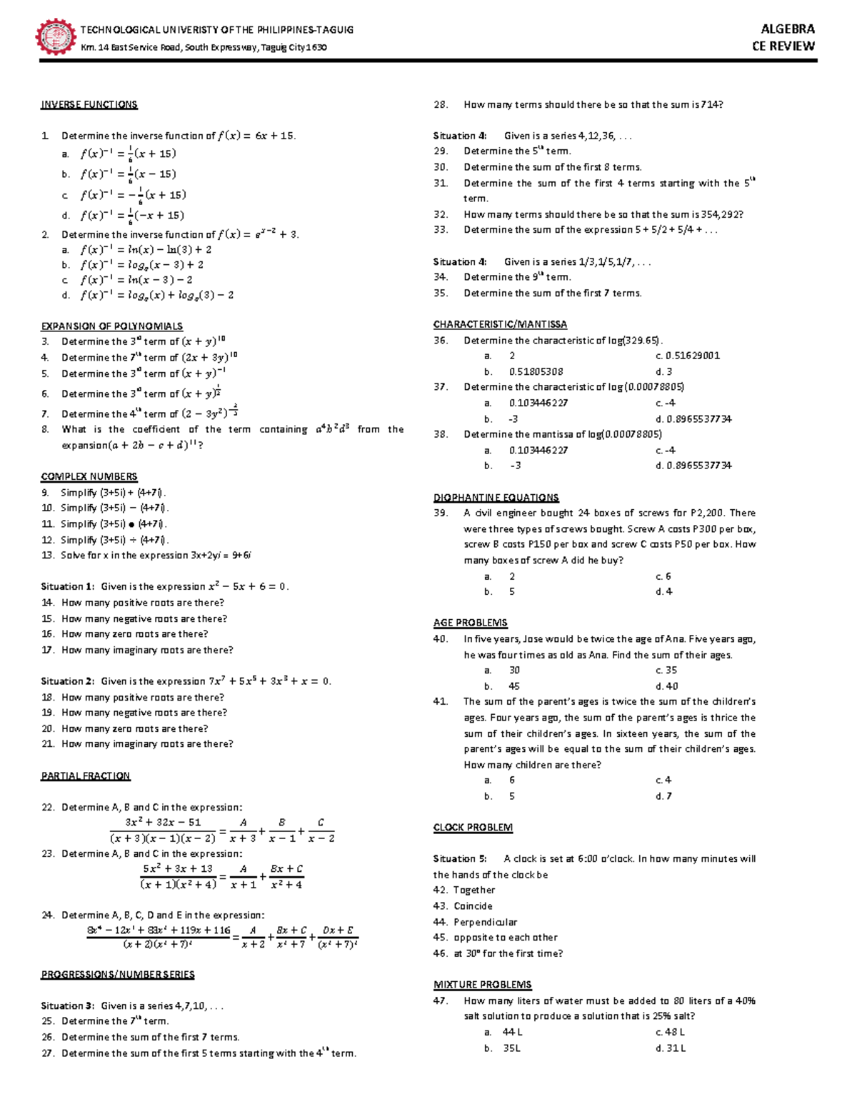 Ce Ref Algebra 1 Lecture Notes 2 Warning Tt Undefined Function 32 Warning Tt