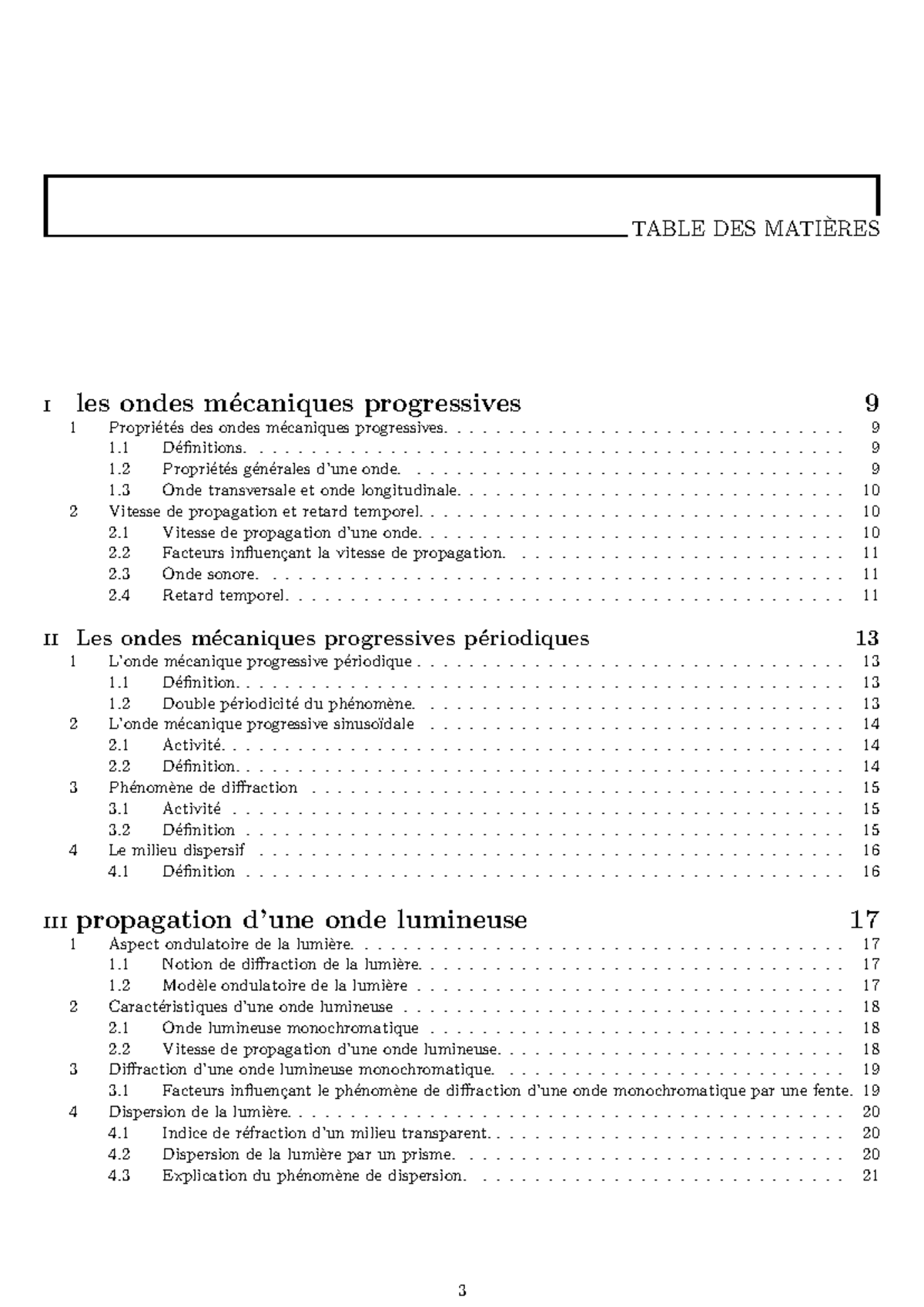 TABLE DES MATIÈRES - Physique Chimie 2ème Bac SM PC SVT - Studocu