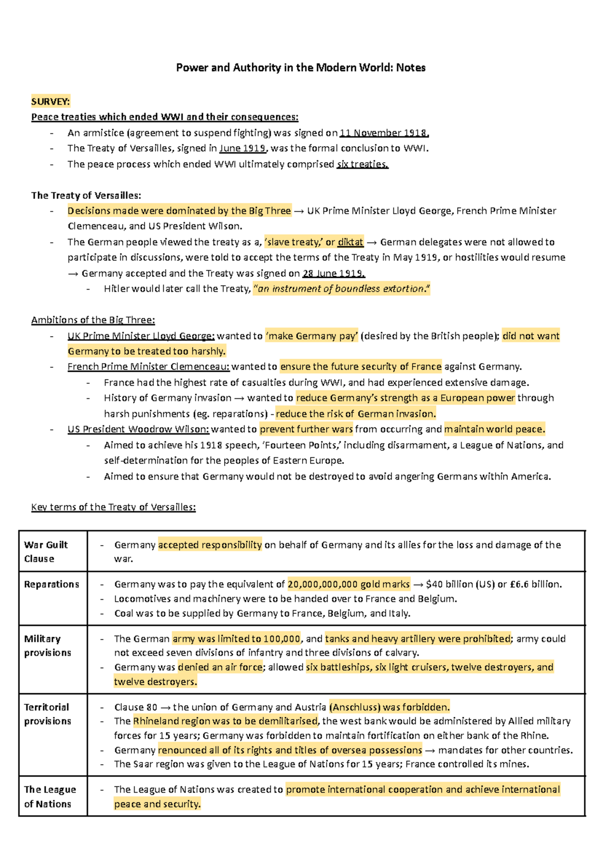 Power and Authority in the Modern World - Modern History Notes - Studocu