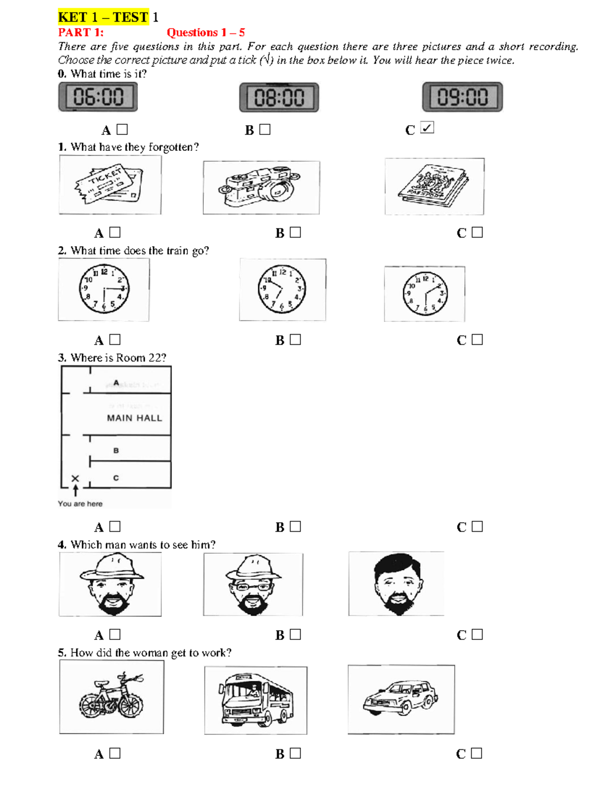 KET Listening Tests - Practice Exercises & Answer Keys - Studocu