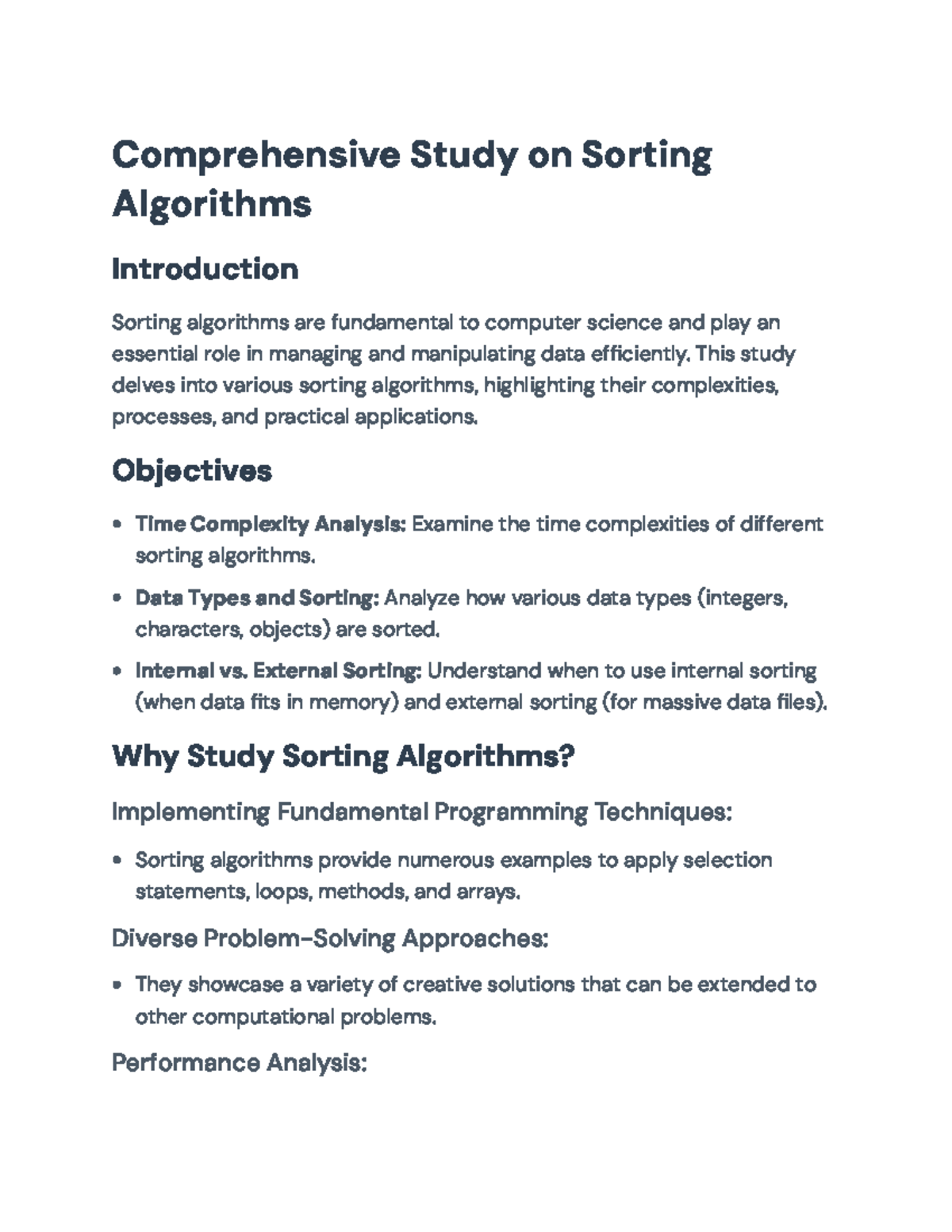 Comprehensive Study on Sorting Algorithms (CS101 - Final Exam Notes ...
