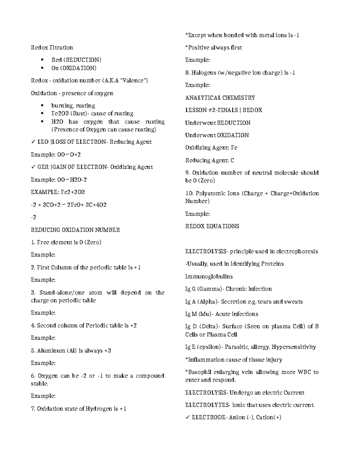 Redox Titration - Redox Titration Red (REDUCTION) Ox (OXIDATION) Redox ...