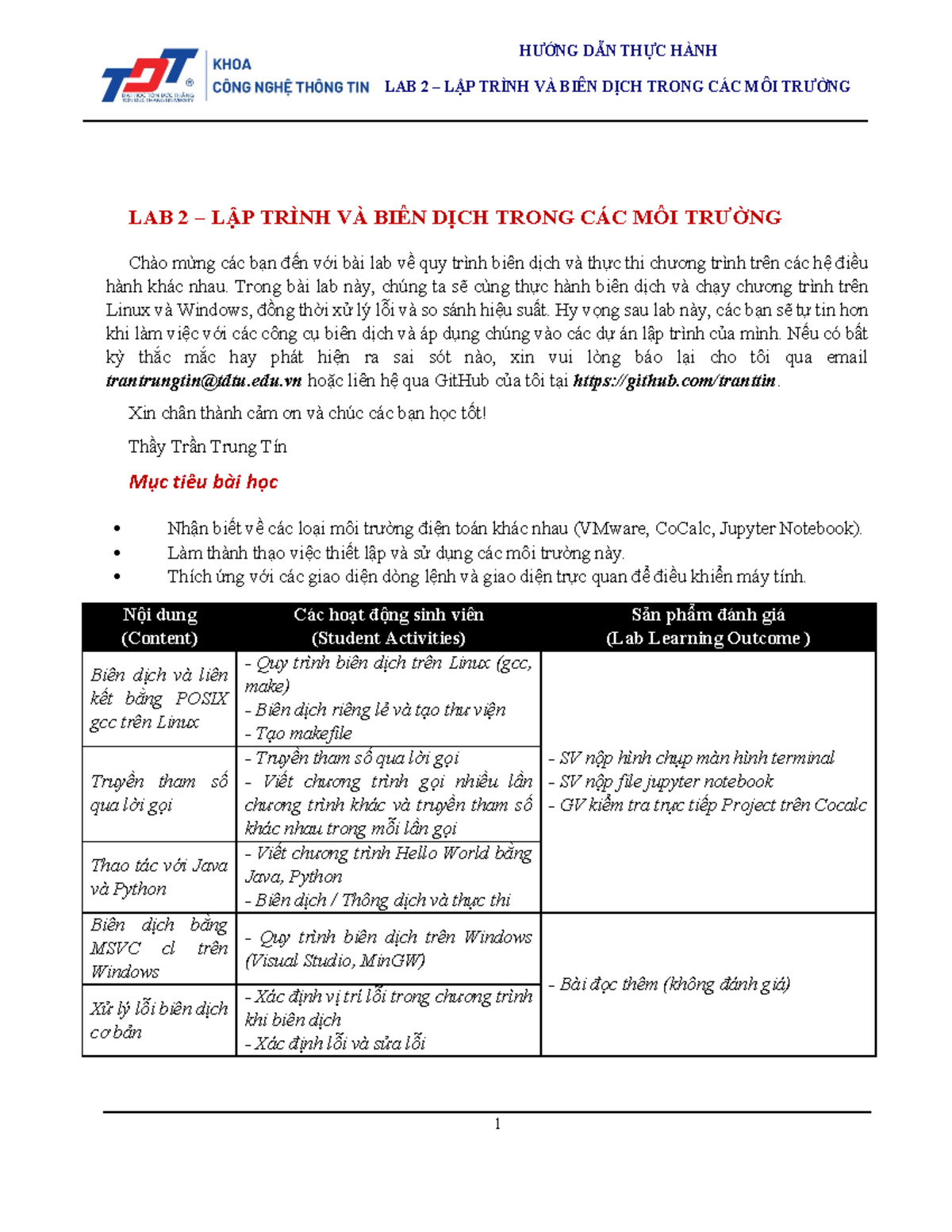 Hướng Dẫn Thực Hành LAB 2: Lập Trình và Biên Dịch Trong Các Môi Trường ...