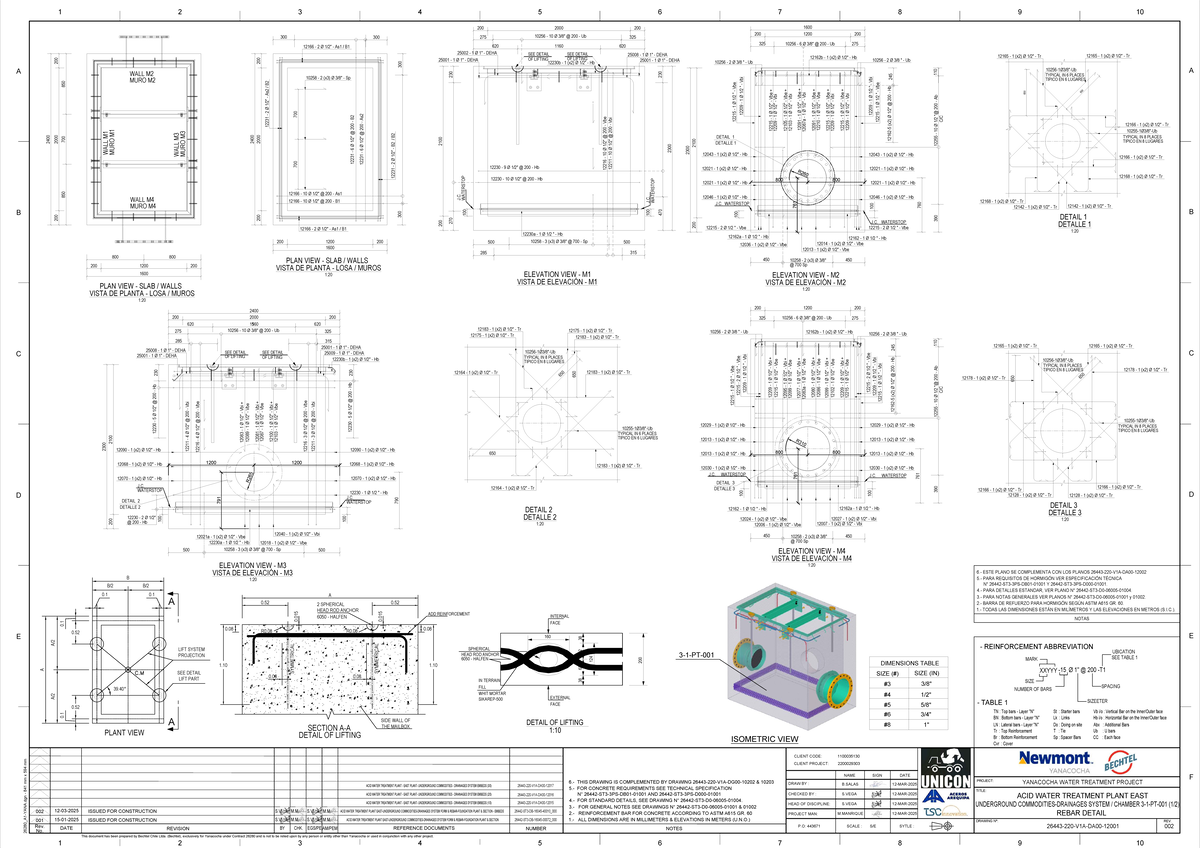 Acid water treatment plant east underground system chamber rebar detail ...