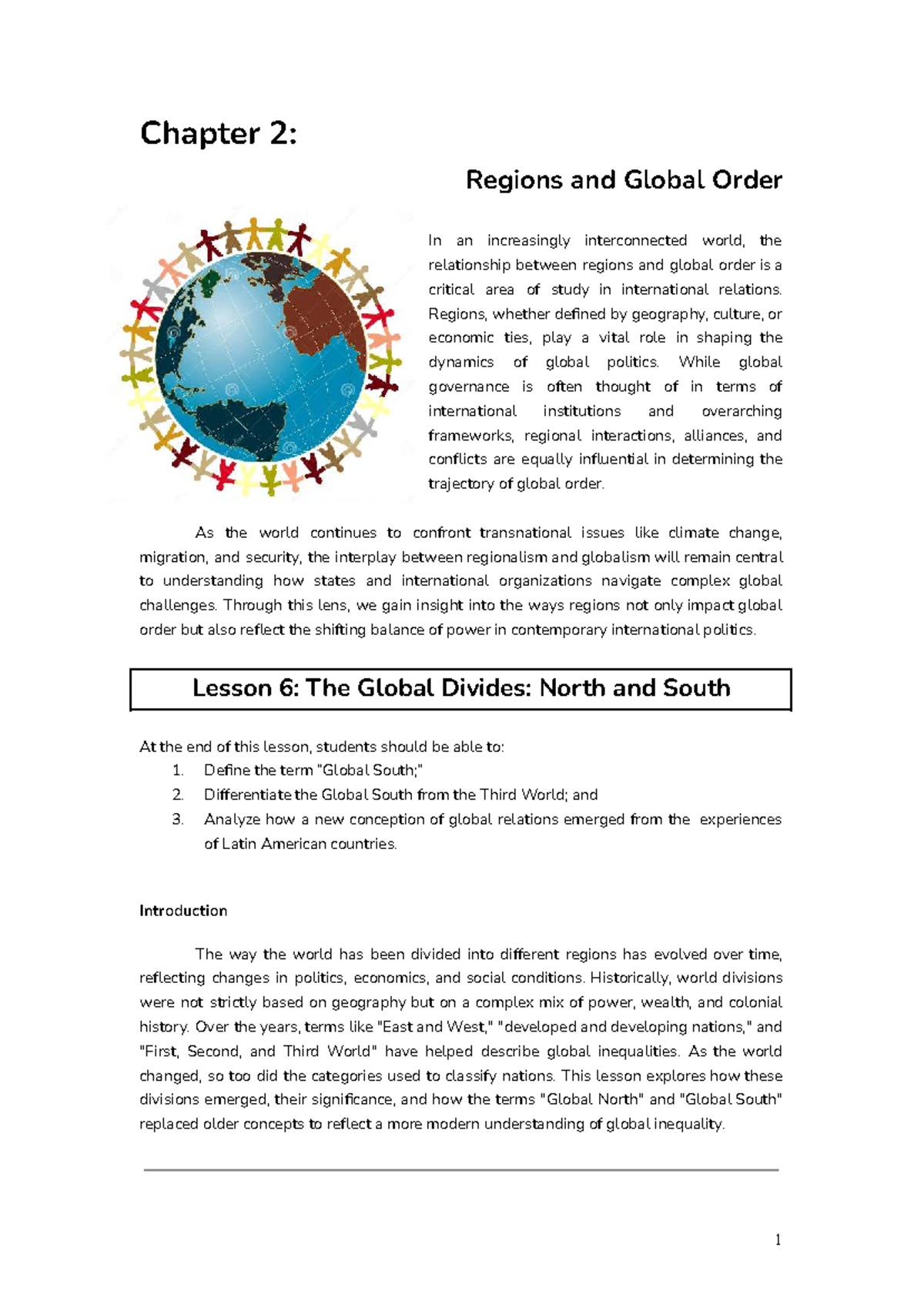 Lesson 6: Global Divides - Understanding North and South Dynamics - Studocu