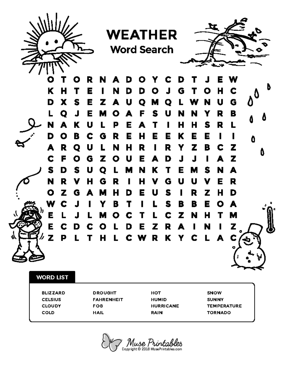 Weather-word-search - Sopa de letras - Inglés I - BLIZZARD CELSIUS ...