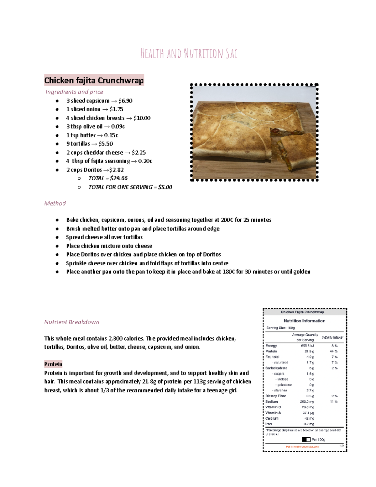 Health and Nutrition Sac - Health and Nutrition Sac Chicken fajita ...