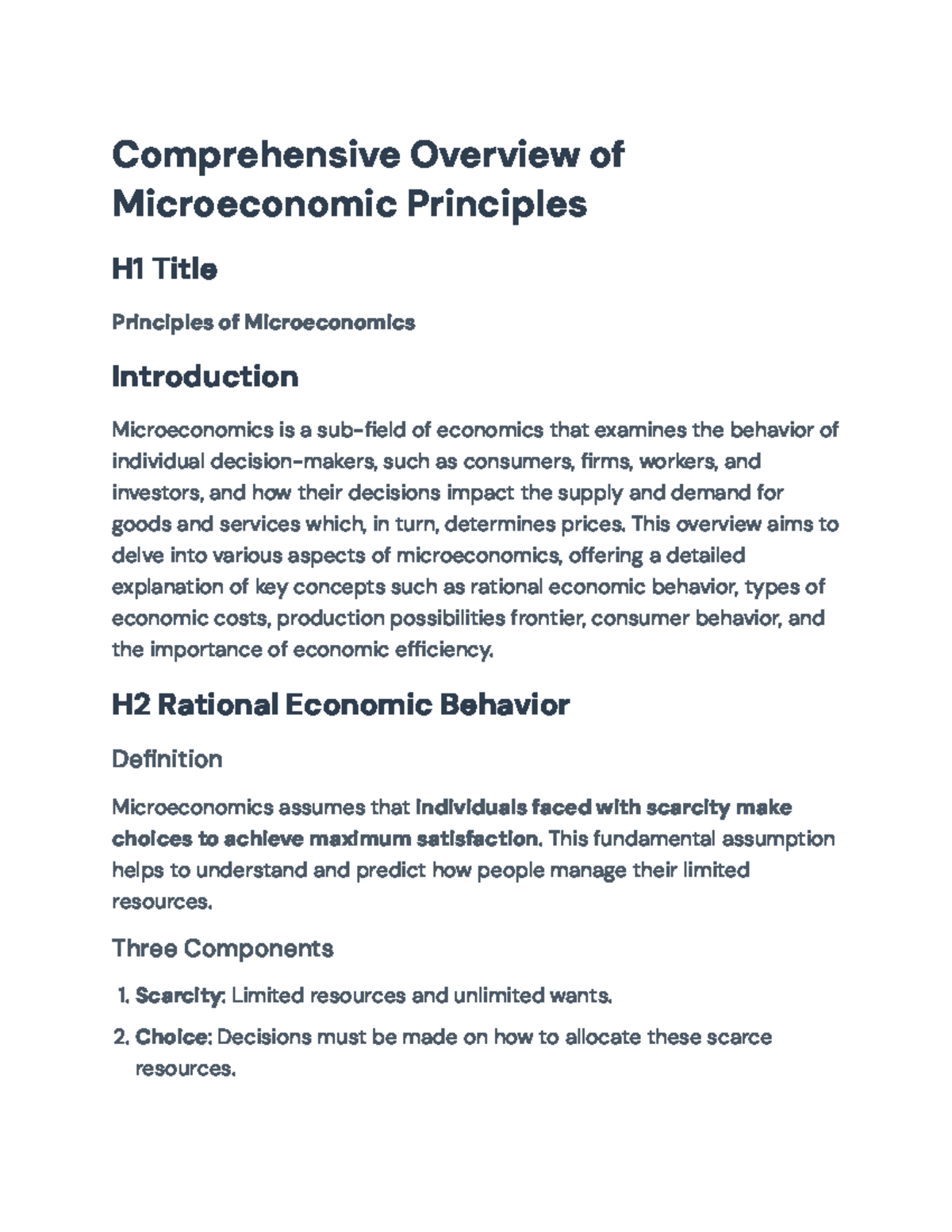 Microeconomics Principles Overview: Key Concepts and Applications ...