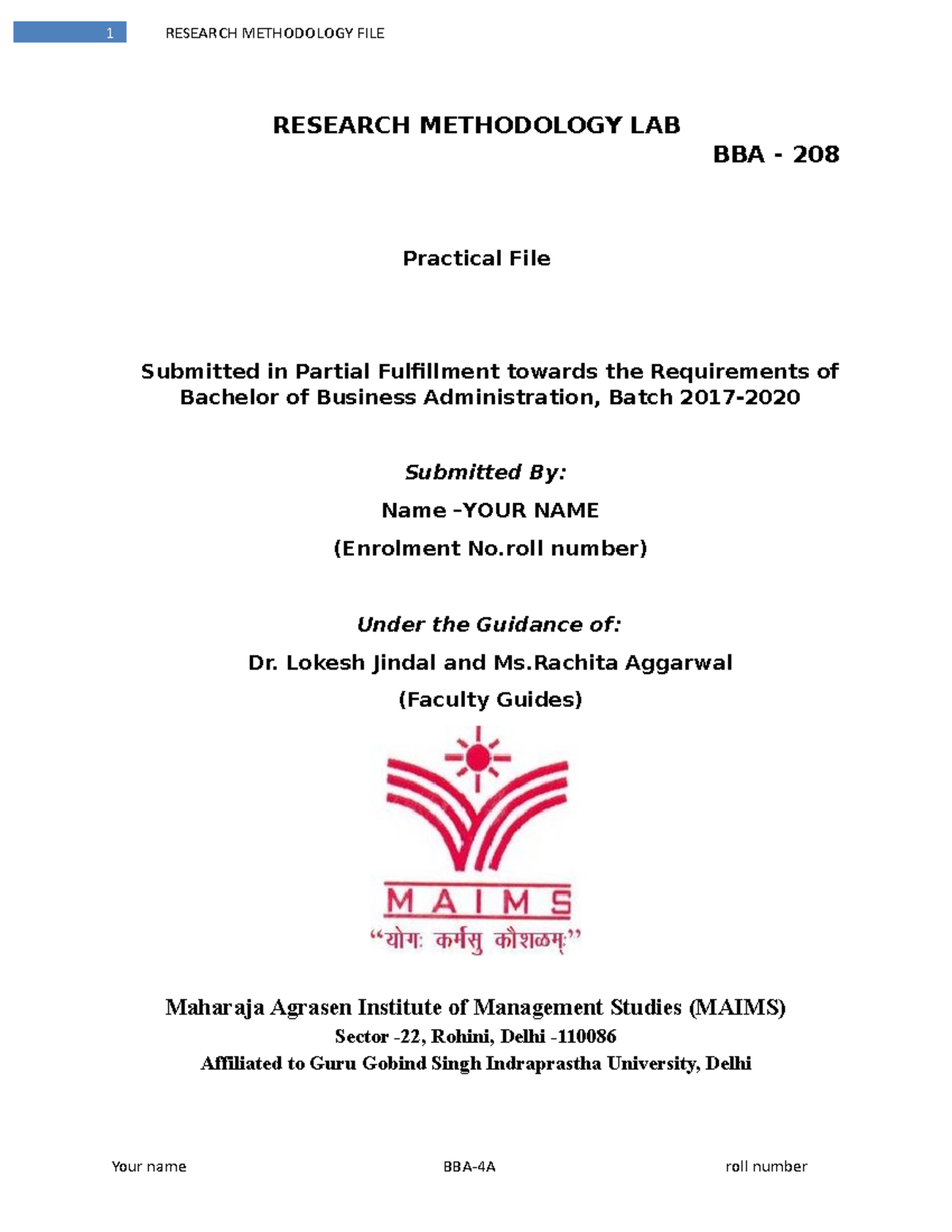 435386741 RM Complete file ggsipu - RESEARCH METHODOLOGY LAB BBA - 208 Practical File Submitted ...