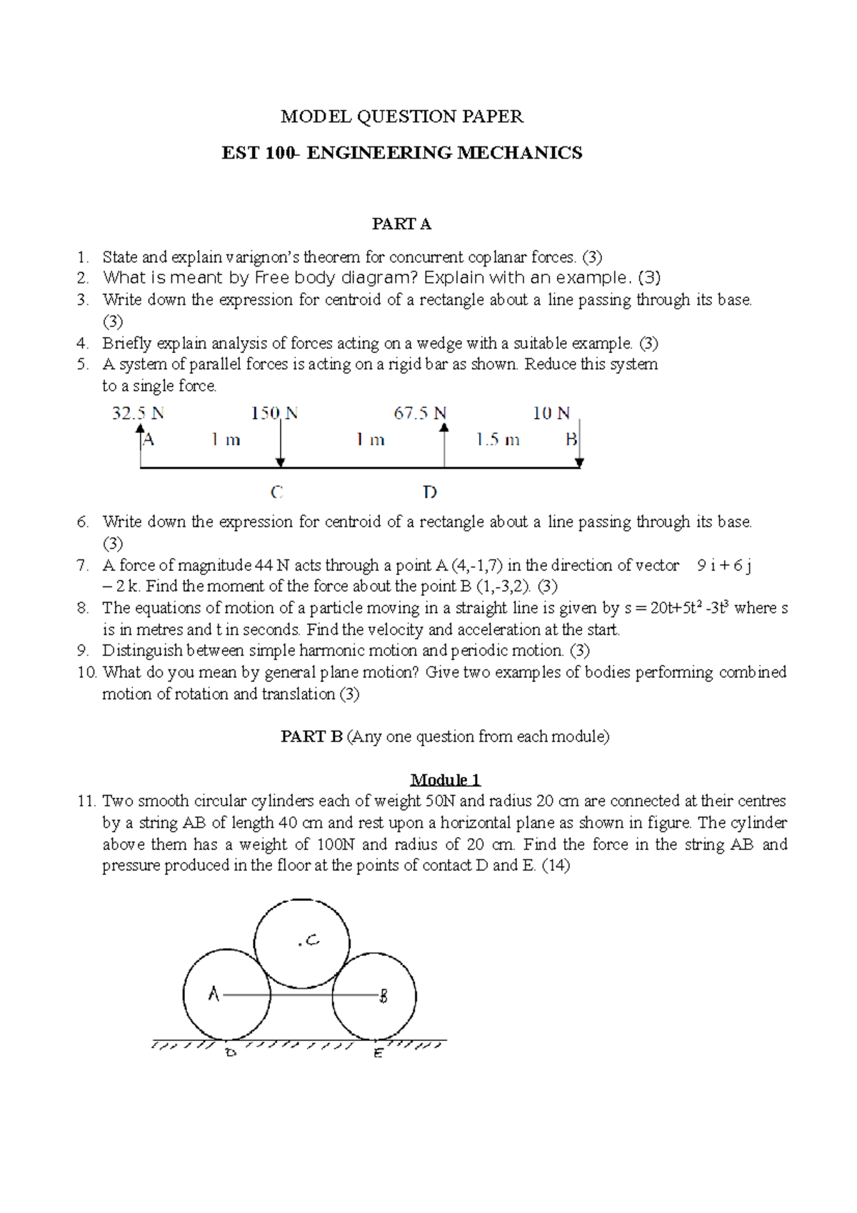 Model Question Paper - MODEL QUESTION PAPER EST 100- ENGINEERING ...