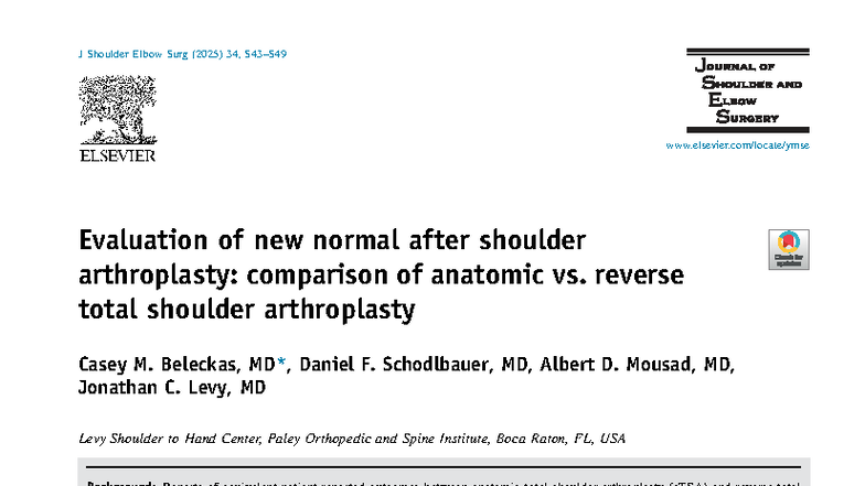 JSES 2025 - new normal in TSA - Evaluation of new normal after shoulder ...