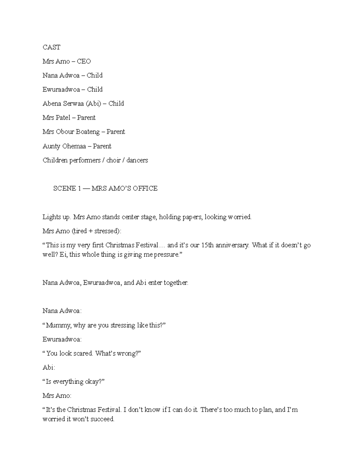 New Play Script: NICE - Christmas Festival Performance - Studocu