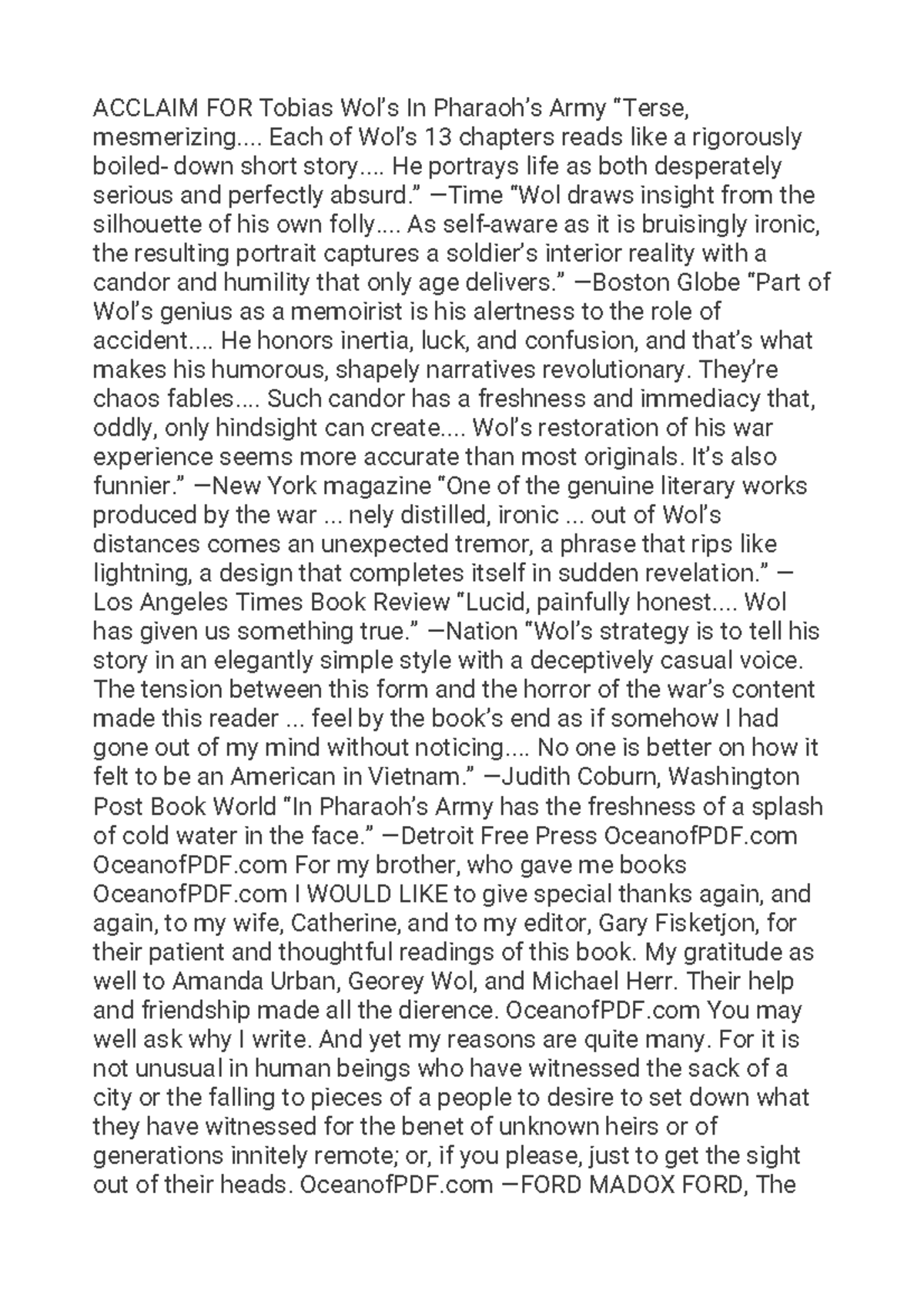 ACCLAIM for Tobias Wol's "In Pharaoh's Army": Summary and Insights ...