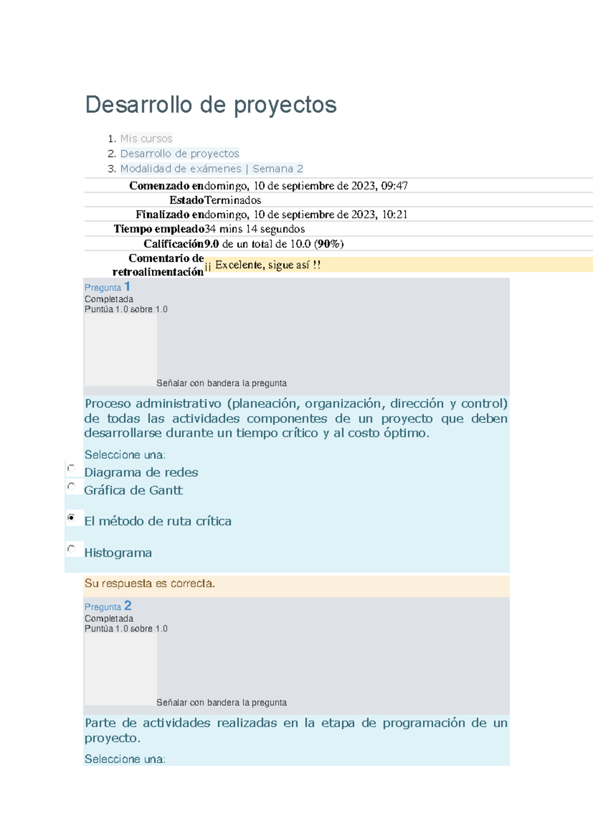 Desarrollo de Proyectos - Semana 2: Exámenes y Ejercicios - Studocu