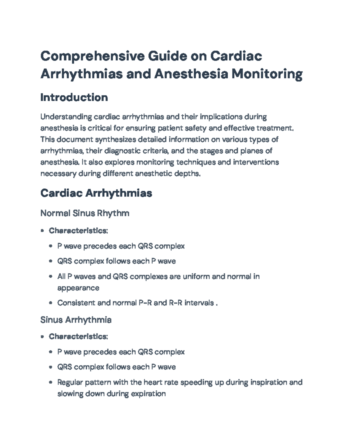 Comprehensive Guide on Cardiac Arrhythmias and Anesthesia Monitoring ...
