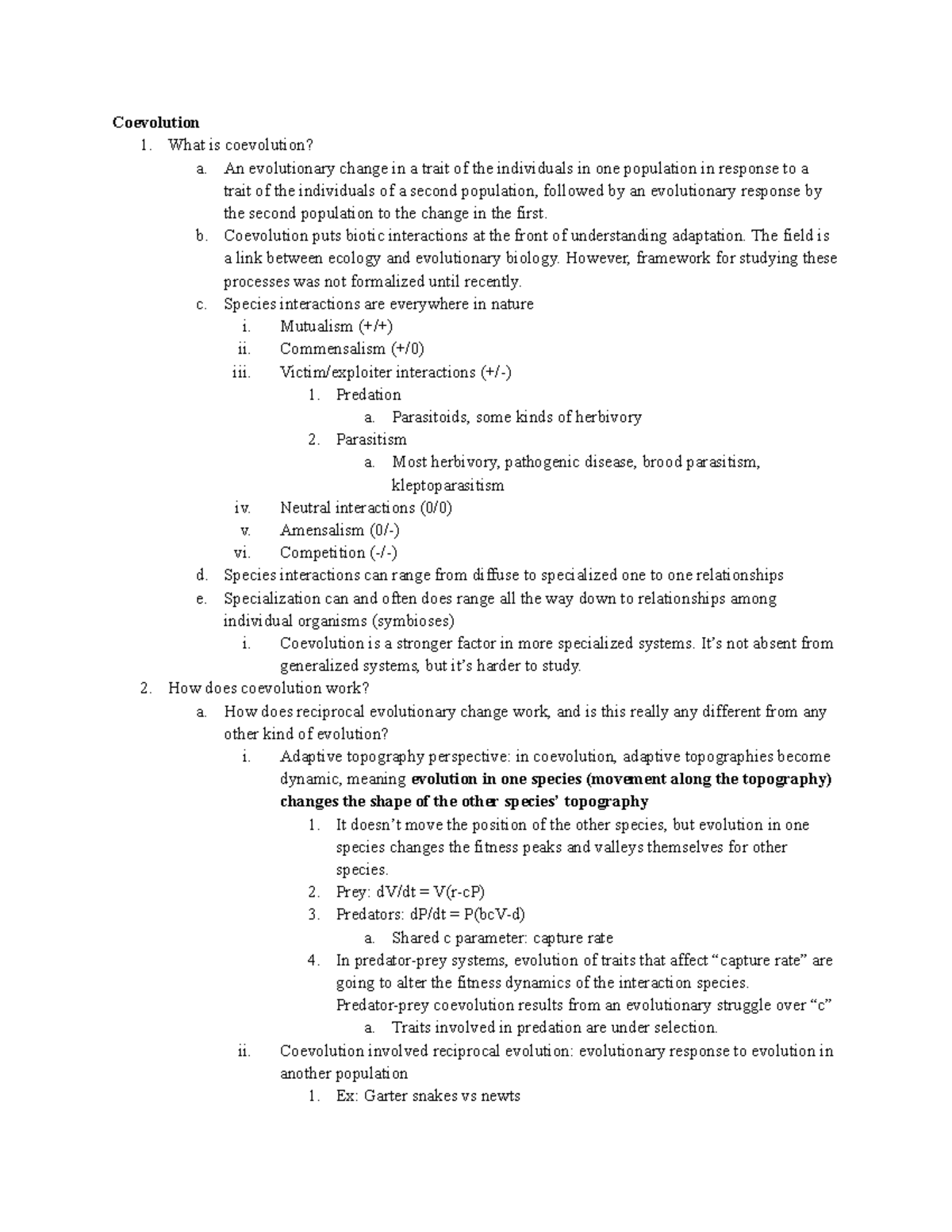 Coevolution - Study Guide Part 3: Understanding Species Interactions ...